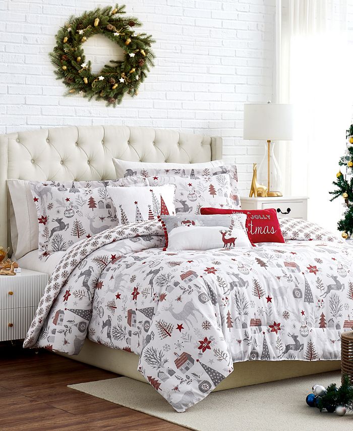 Southshore Fine Linens Holly Jolly Lane Reversible 6 Piece Comforter ...