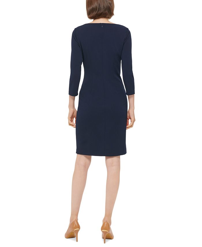Calvin Klein Boat-Neck Ruched-Detail Sheath Dress - Macy's