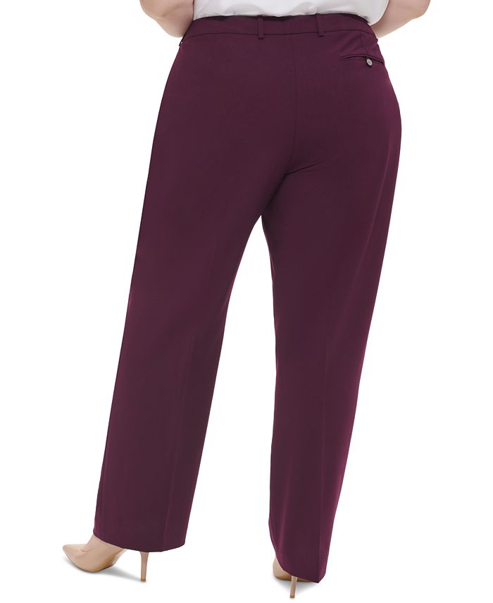 Calvin Klein Plus Size Mid-Rise Straight-Leg Modern Pants - Macy's