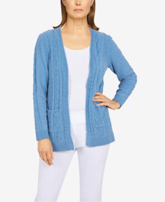Alfred Dunner Petite Size Classics Open Front Chenille Cardigan with ...