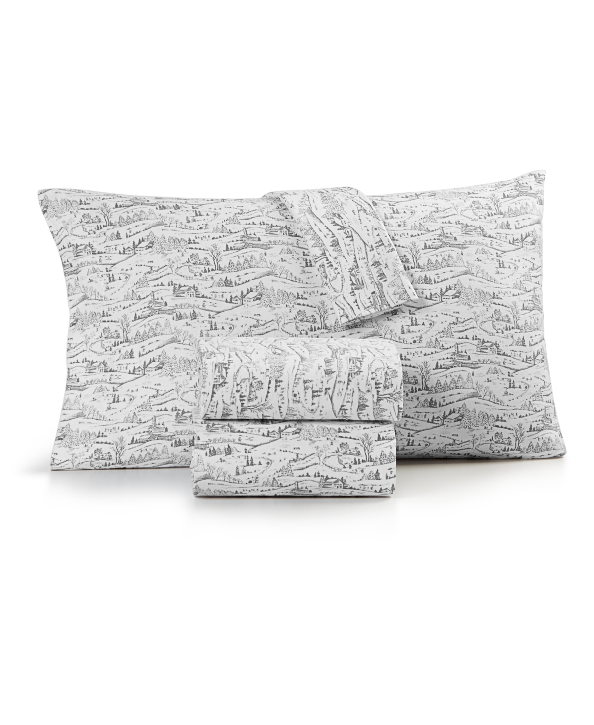Martha Stewart Collection Holiday Printed Cotton Flannel 4 Pc Sheet