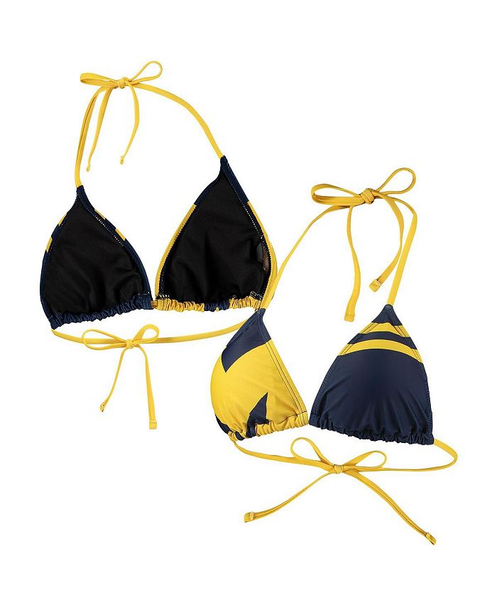 FOCO Women's Navy Michigan Wolverines Wordmark Bikini Top - Macy's