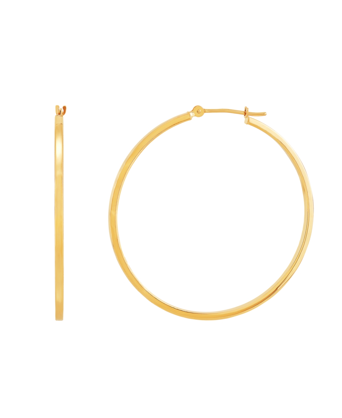 Click here for Medium Flat-Edge Hoop Earrings in 10k Gold (Also i... prices