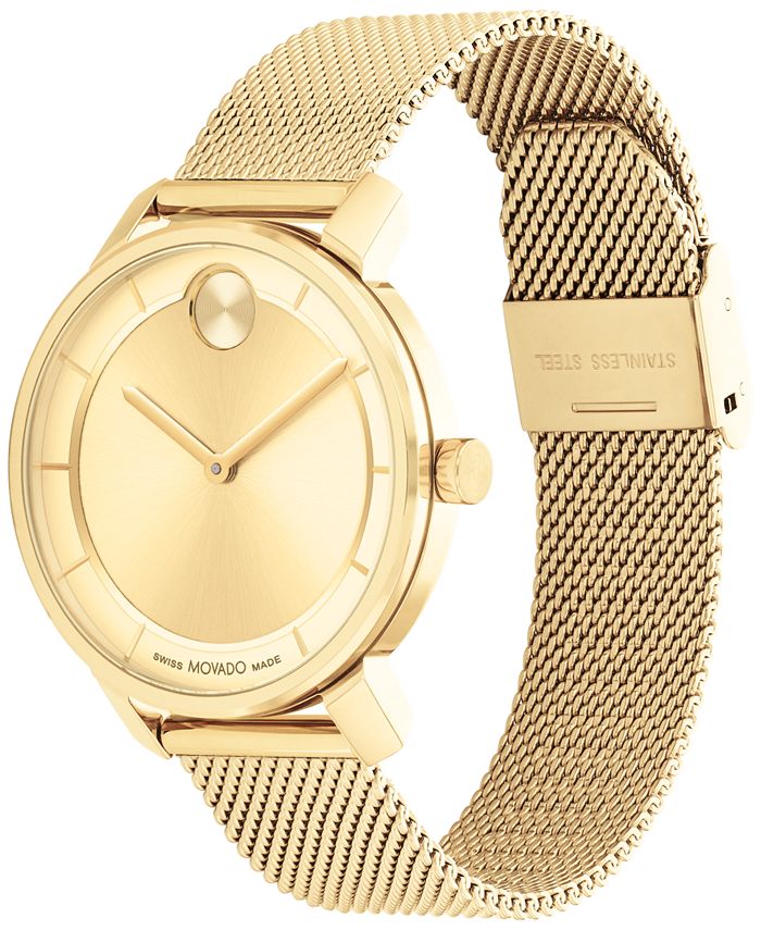 Movado Women's Swiss Bold Access Gold Ion Plated Mesh Bracelet Watch ...