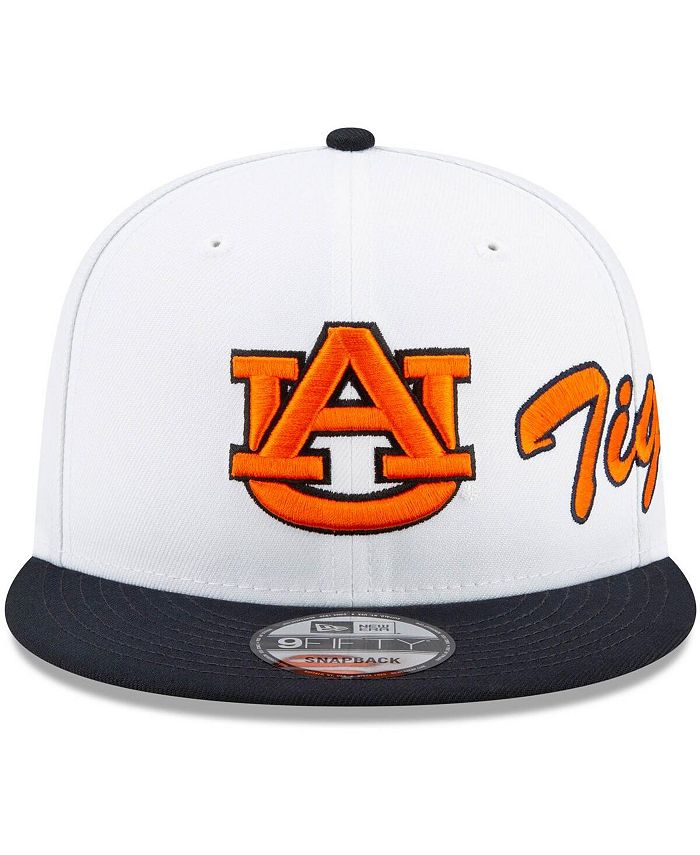 New Era Men's White, Navy Auburn Tigers Two-Tone Side Script 9FIFTY ...