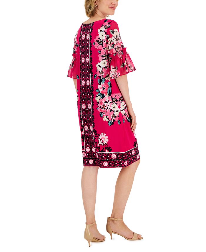 JM Collection Women's Global Bloom Ruffle-Sleeve Dress, Created for ...