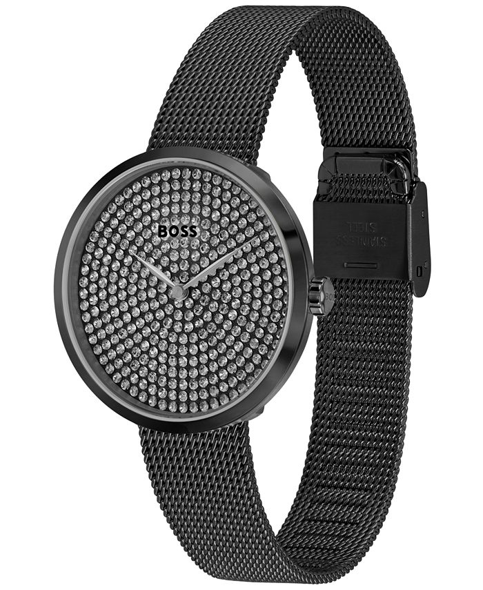 BOSS Women's Praise Ionic Plated Black Steel Bracelet Watch, 36mm - Macy's