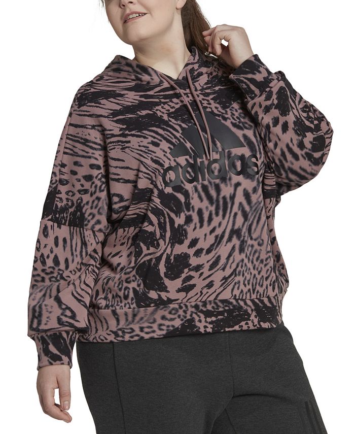 adidas Plus Size Printed Cotton Long-Sleeve Hoodie - Macy's