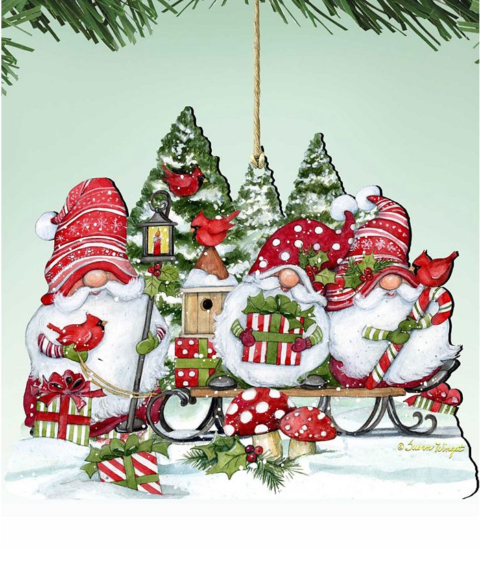 Designocracy Christmas Gnomes Holiday Ornaments, Set of 2 - Macy's