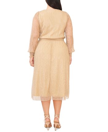 MSK Plus Size Lurex Smocked Midi Dress & Reviews - Dresses - Plus Sizes ...