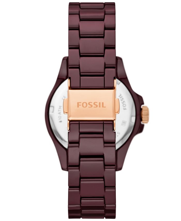 Fossil Women's Fb-01 Three-Hand Brown Ceramic Bracelet Watch, 36mm - Macy's