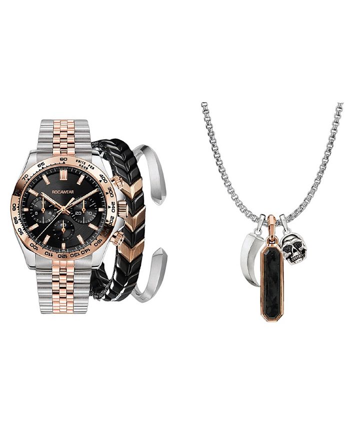 Rocawear Men's Two-Tone Metal Bracelet Watch 45mm Set - Macy's