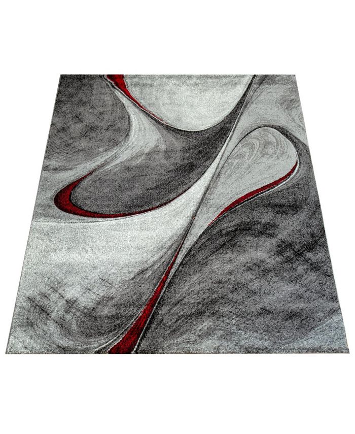 Paco Brilliance Area Rug For Living Room Modern Abstract Waves In Grey ...
