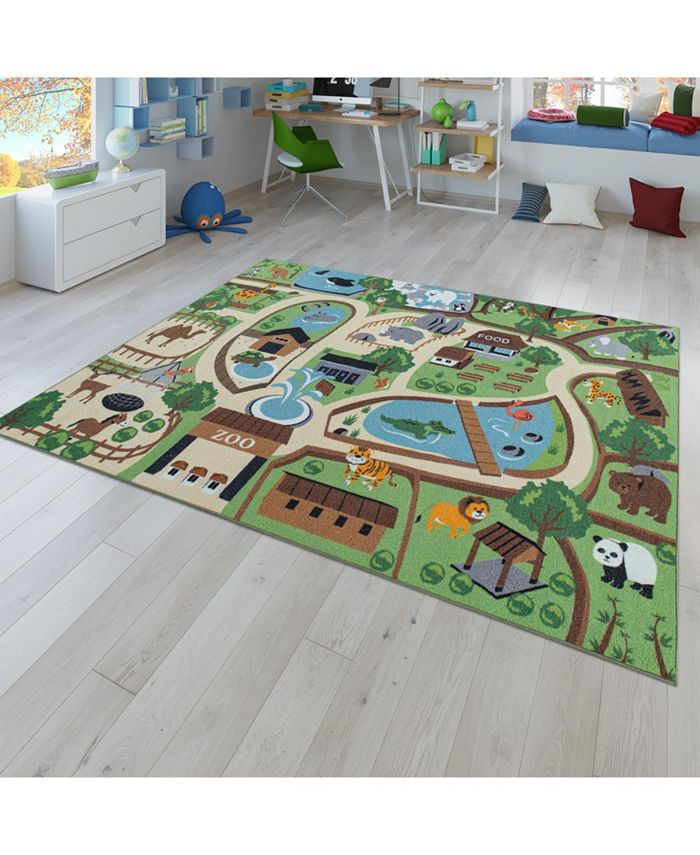 Paco Play Mat Lino Colorful For Kids Room Non-slip Rug With Zoo Animals ...