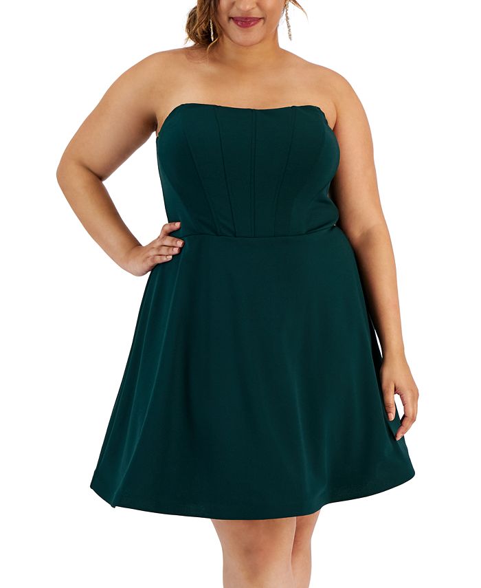 B Darlin Trendy Plus Size Strapless Bustier Dress - Macy's
