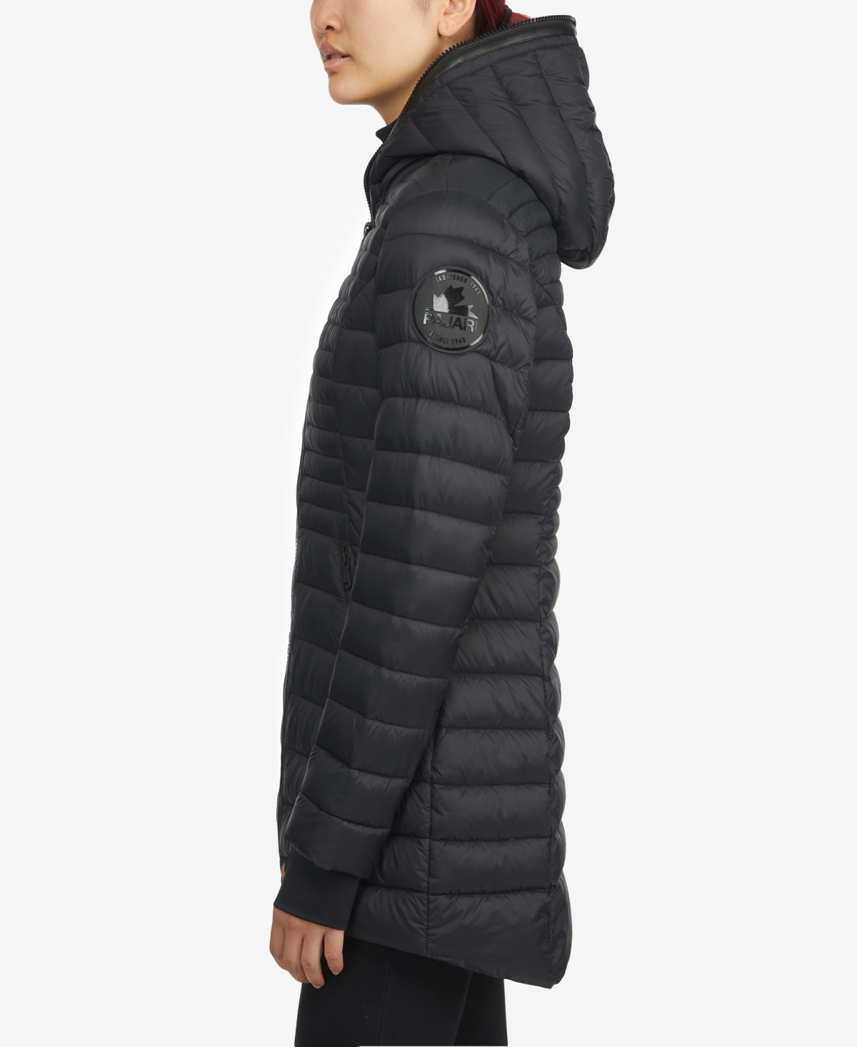 Pajar Womens s Lyvien Packable Light Weight Puffer Coat with Fixed Hood - Black