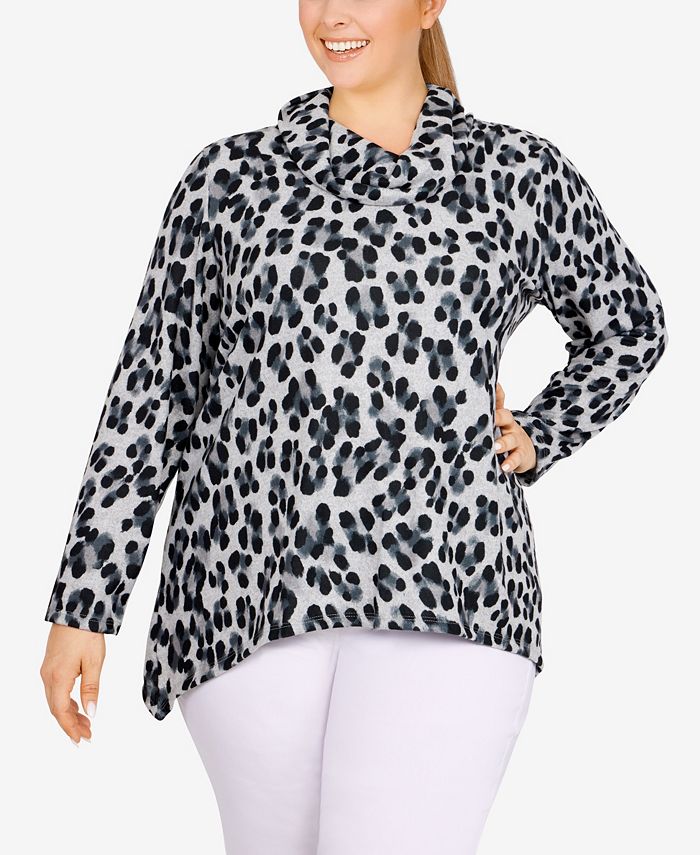 Ruby Rd. Plus Size Cozy Animal Cowl Neck Top - Macy's