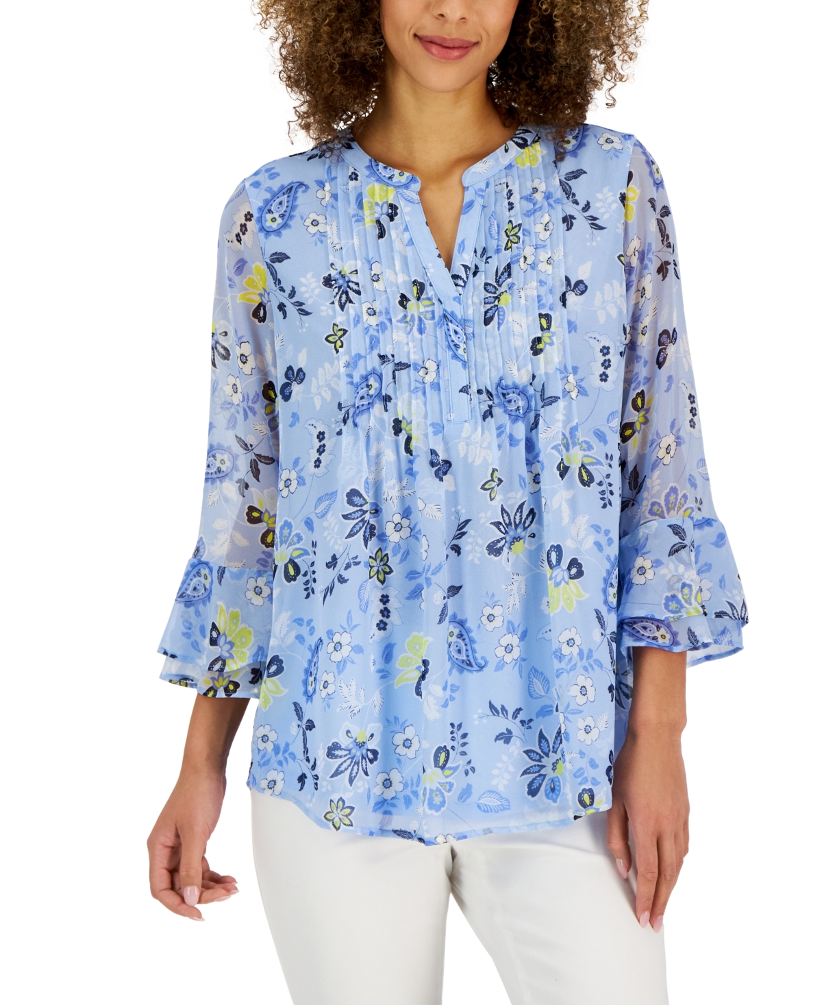 Charter Club Women's Paisley Pintuck Top, Created For Macy's In Open ...