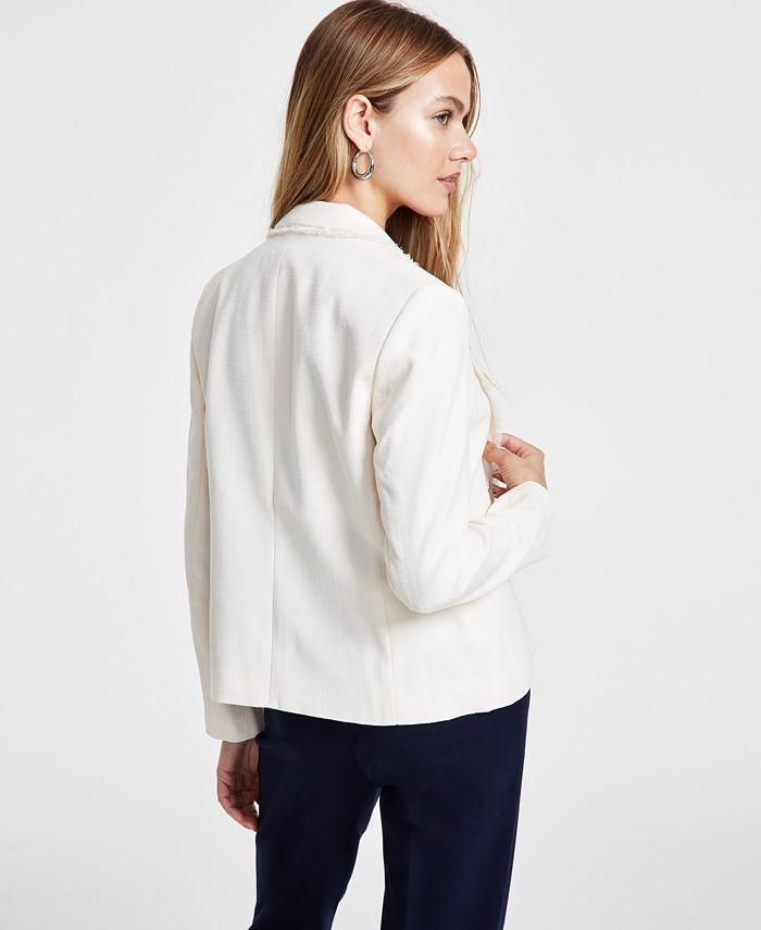 Bar III Women's Faux-Double-Breasted Fringe-Trim Blazer, Created for ...