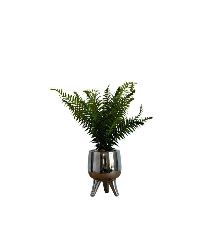 Nature's Elements Desktop Artificial Palm in Decorative Ceramic Pot, 17 ...