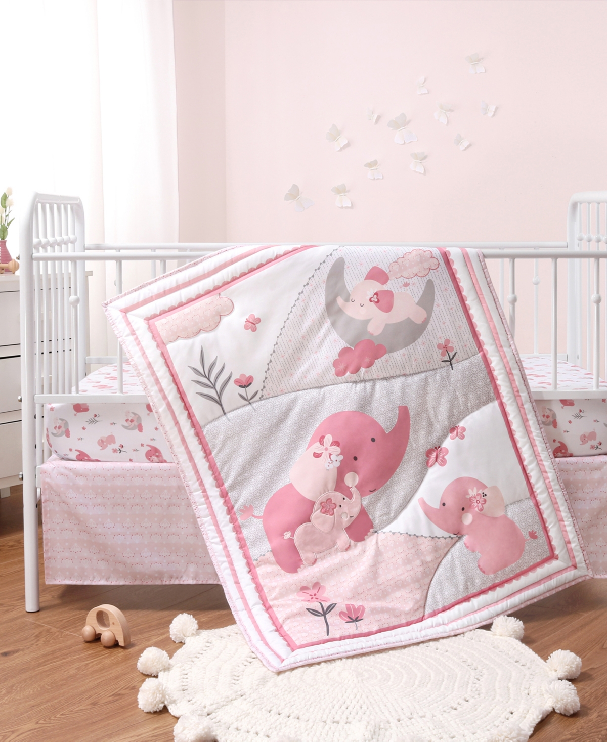 Click here for The Peanutshell Pink Elephant Crib Bedding Set for... prices
