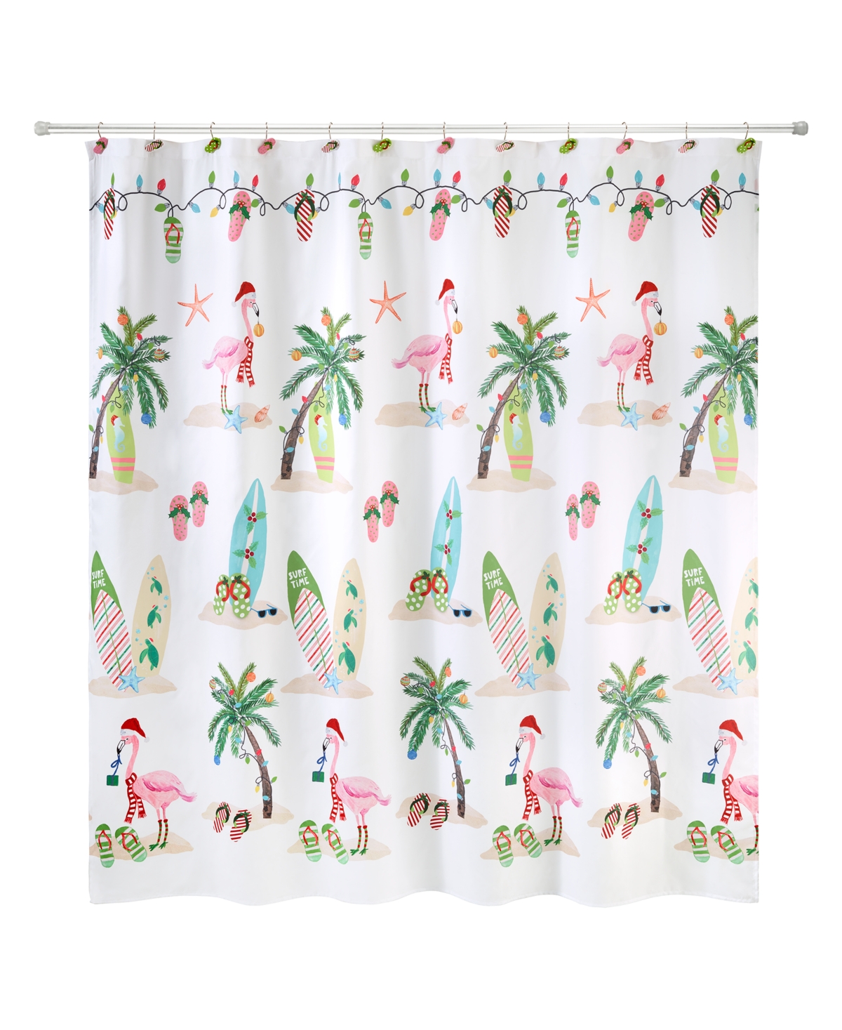 Click here for Avanti Flamingo Jingle Holiday Printed Shower Curt... prices