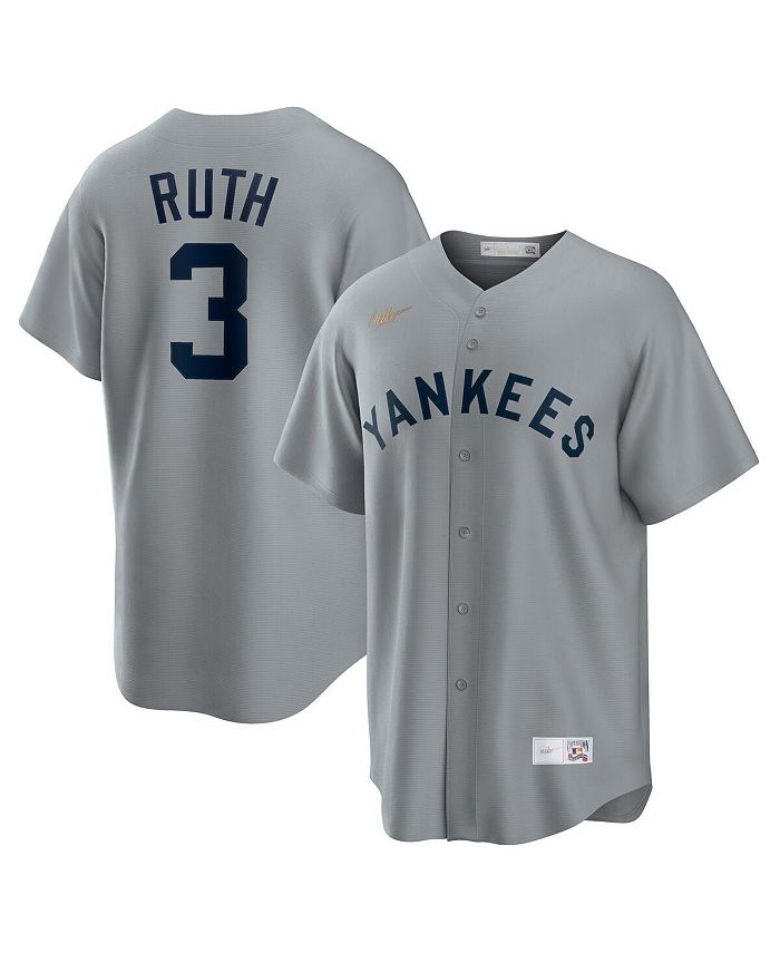 Nike Men's Babe Ruth Gray New York Yankees Road Cooperstown Collection ...