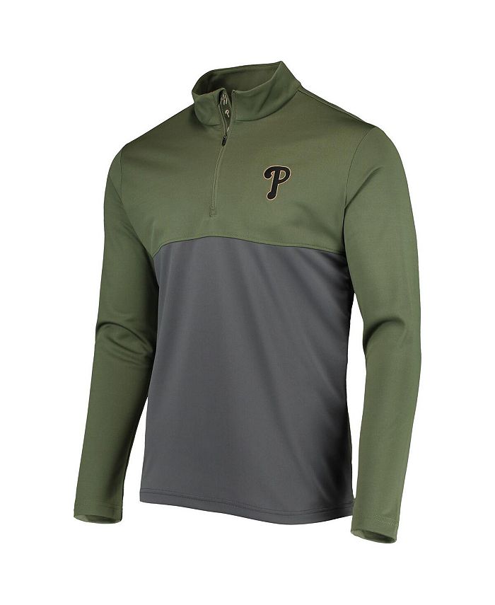 LevelWear Men's Olive Philadelphia Phillies Delta Pursue Quarter-Zip ...