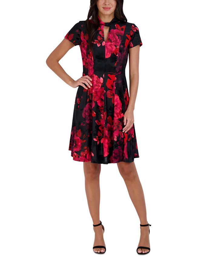Robbie Bee Women's Floral-Print Short-Sleeve Dress - Macy's