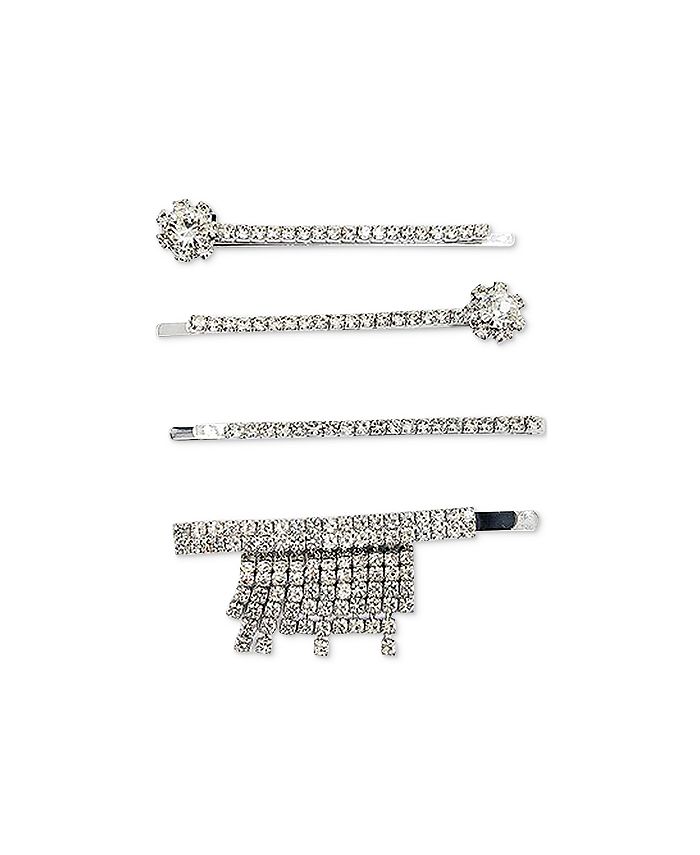 I.N.C. International Concepts 4-Pc. Silver-Tone Crystal Flower & Fringe ...
