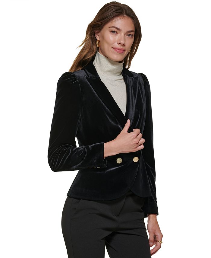 DKNY Women's Puffed Sleeve Two-Button Velvet Jacket - Macy's