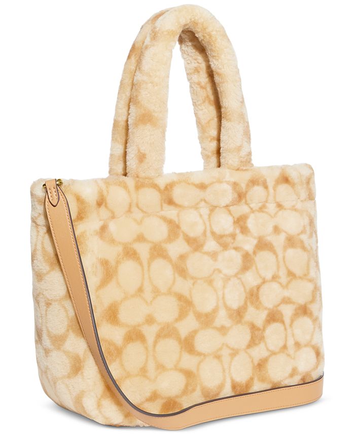 COACH Signature Shearling Tote 30 with Removable Leather Crossbody ...