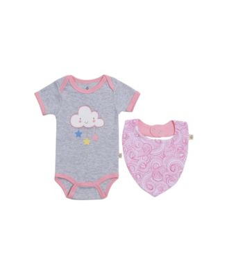 Snugabye Baby Girls Short Sleeve Bodysuit and Bib, 2 Piece Set - Macy's