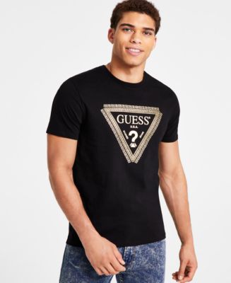 GUESS Men's Triangular Chain Logo Graphic Short-Sleeve Crewneck T-Shirt ...