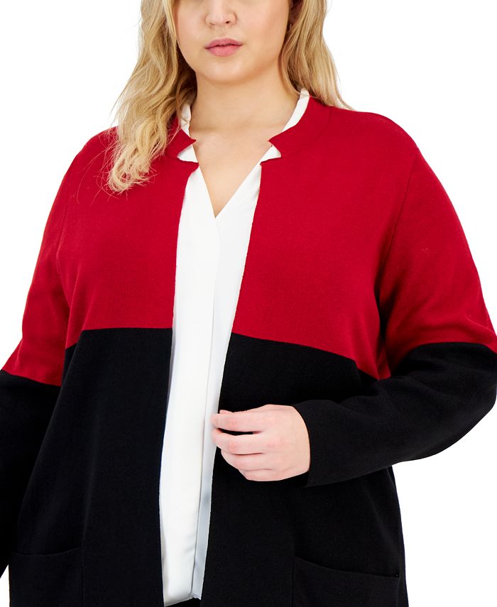 Kasper Women's Open Front Colorblocked Yoke Jacket - Macy's