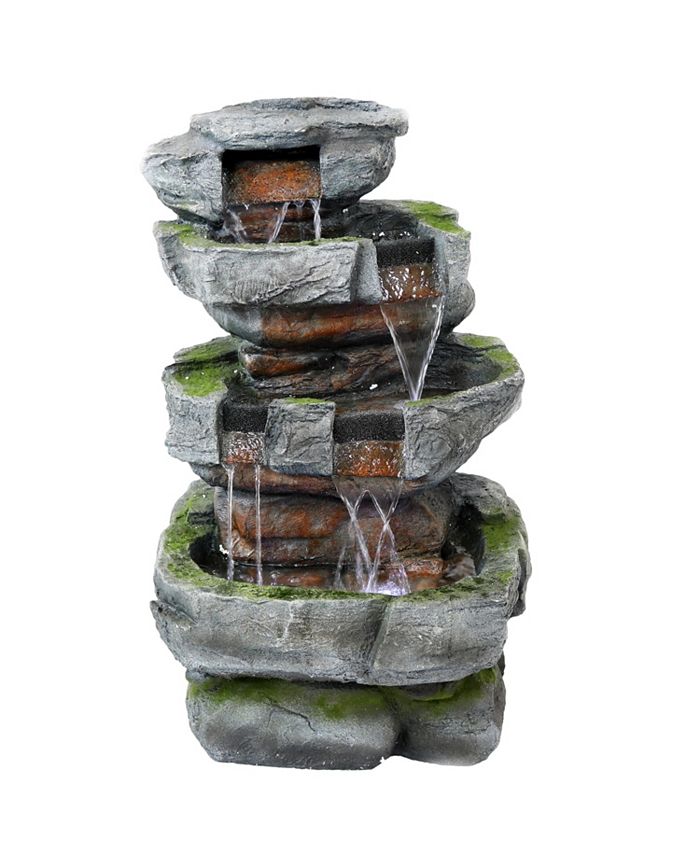 Sunnydaze Decor Large Rock Quarry Waterfall Fountain with LED Lights ...