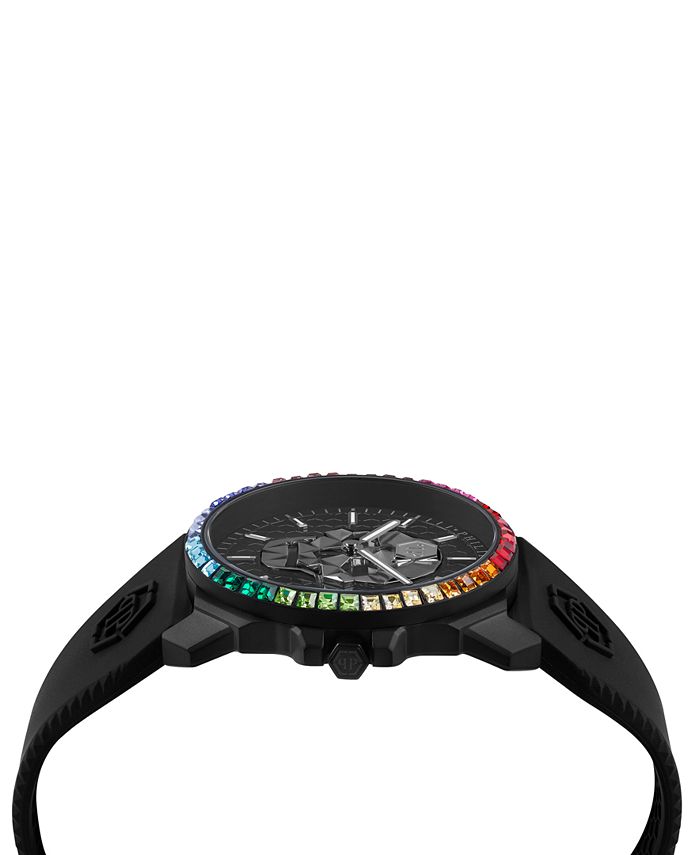 Philipp Plein Men's The $kull Black Silicone Strap Watch 40mm - Macy's
