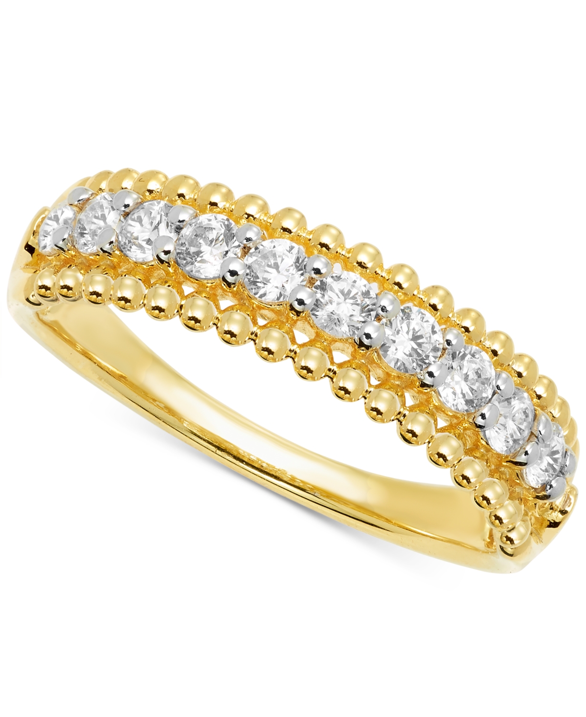 Click here for Diamond Beaded Edge Band (1/2 ct. t.w.) in 14k Gol... prices