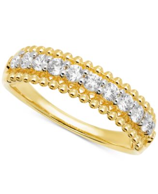 Diamond Beaded Edge Band (1/2 ct. t.w.) in 14k Gold - Macy's