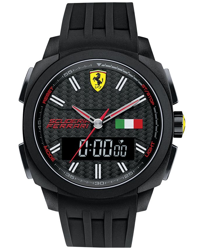 Ferrari Scuderia Men's Analog-Digital Aerodinamico Black Silicone Strap ...