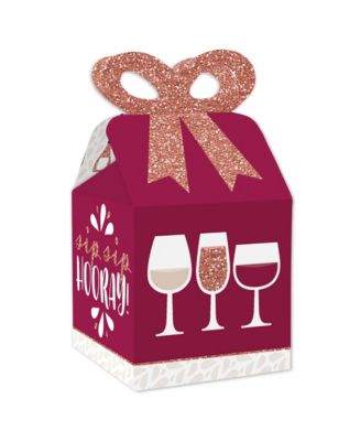 Big Dot of Happiness But First, Wine - Square Favor Gift Boxes - Wine ...