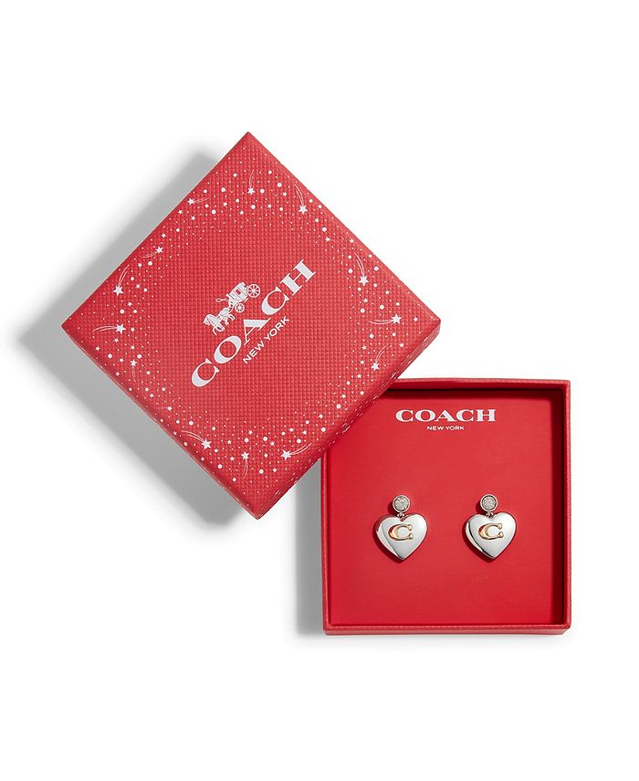 COACH Women's Signature Heart Drop Earrings - Macy's