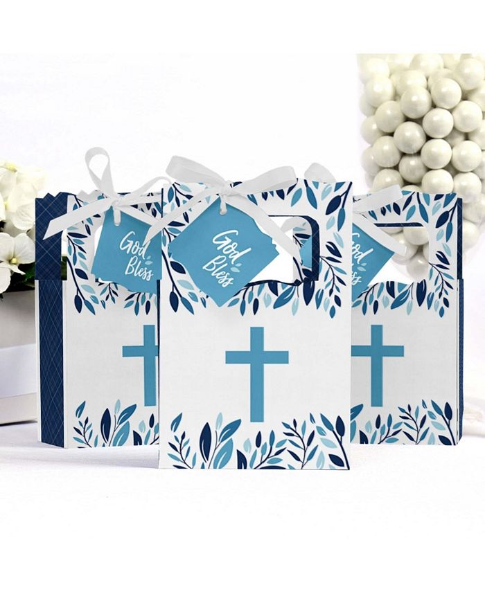 Big Dot of Happiness Blue Elegant Cross - Boy Religious Party Favor ...