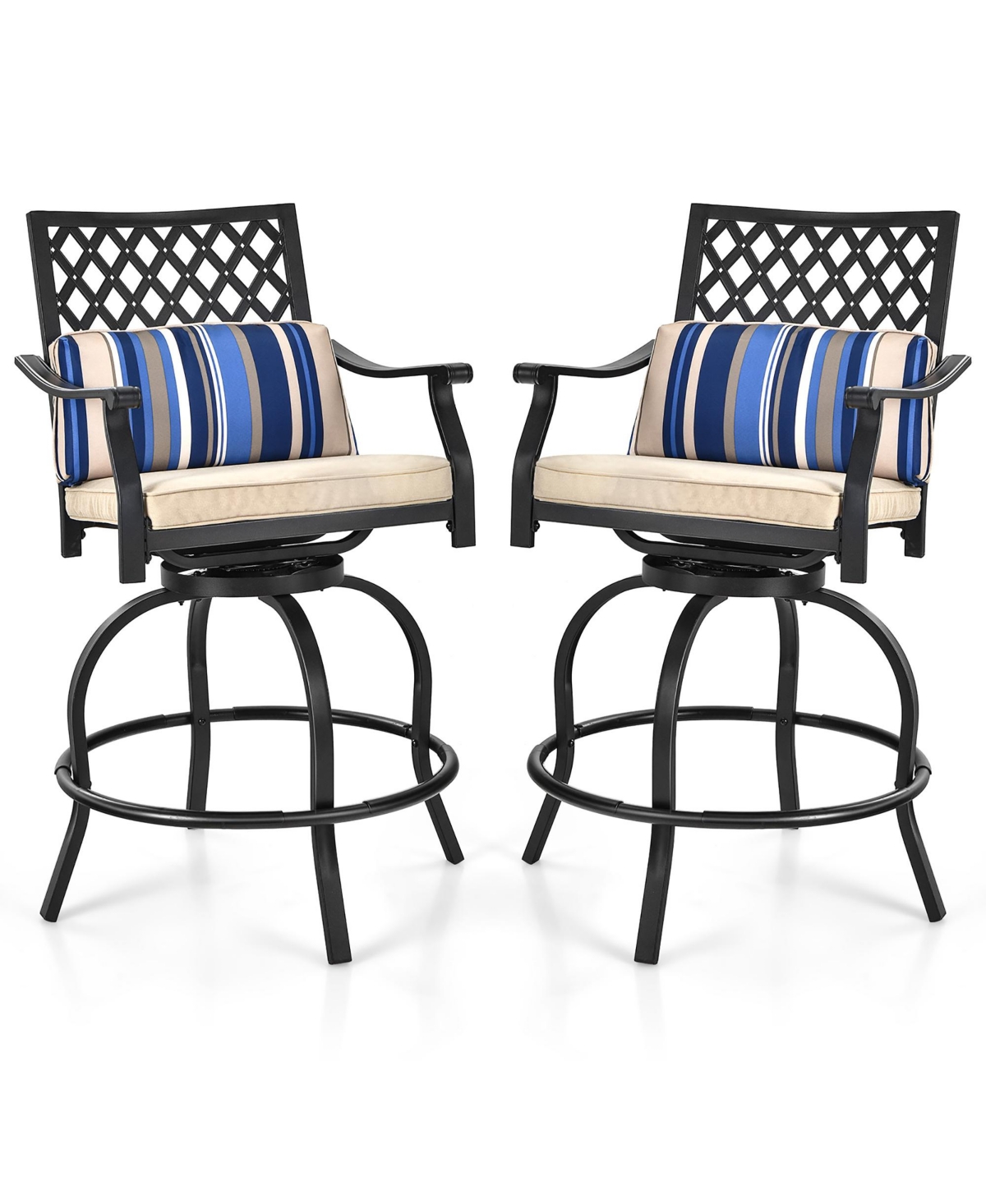 Click here for Costway Set of 2 Patio Swivel Bar Stool Chairs Cus... prices