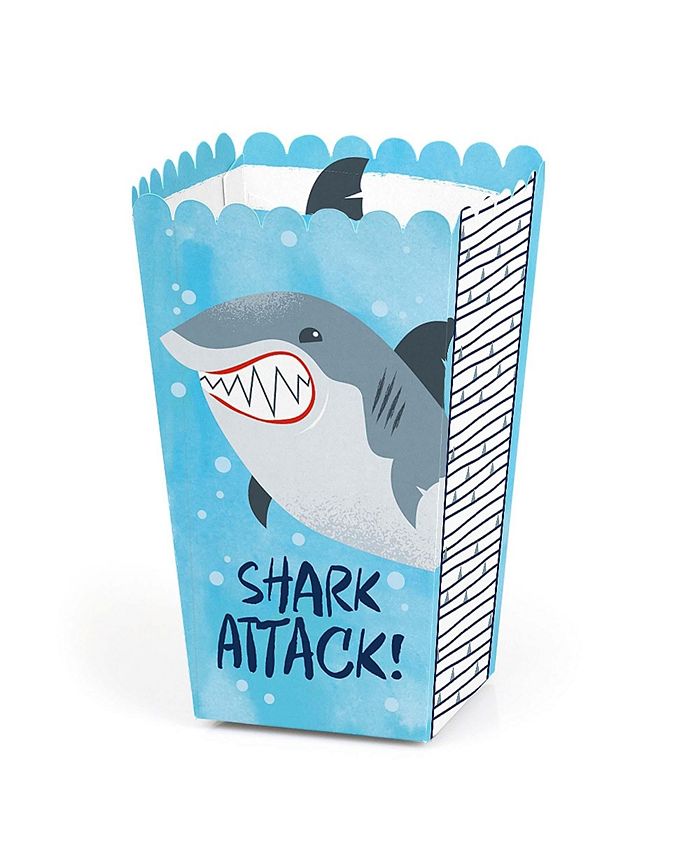 Big Dot of Happiness Shark Zone - Birthday Party Favor Popcorn Treat ...