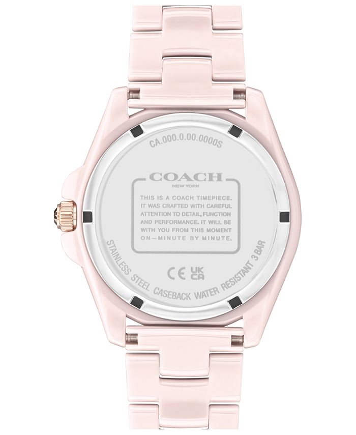 COACH Women's Greyson Blush Ceramic Bracelet Watch, 36mm - Macy's