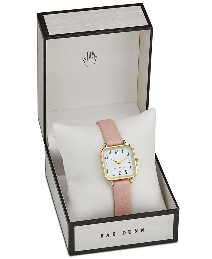 Rae Dunn Women's Amy Pink Polyurethane Strap Watch 24mm - Macy's