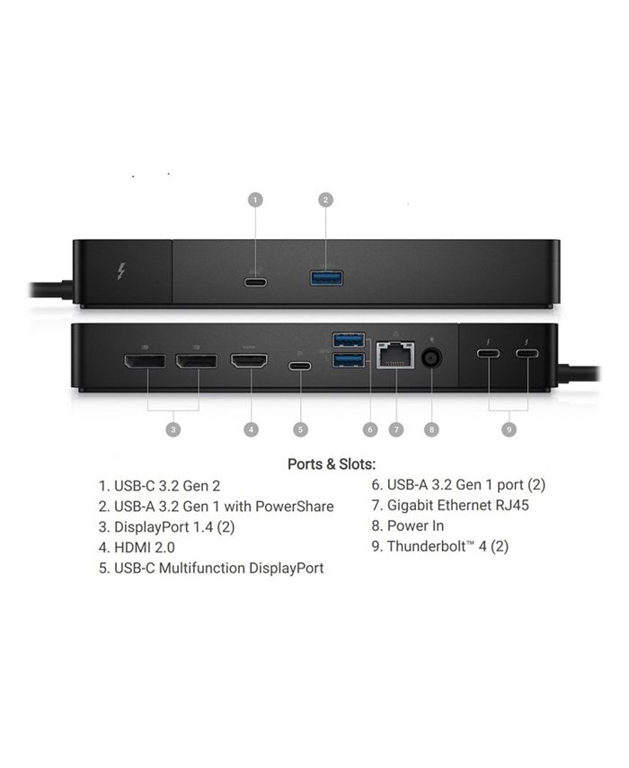 Dell Wd22Tb4 Thunderbolt 4 Dock -Thunderbolt 4 Hdmi 2.0 Dp 1.4 Usb-A C ...