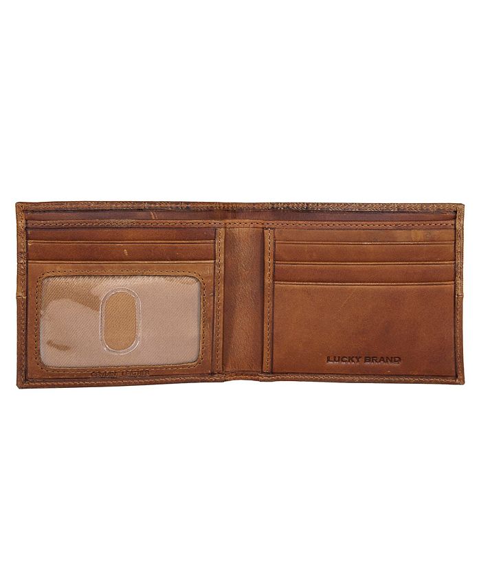 Lucky Brand Men's Plaid Embossed Leather Bifold Wallet - Macy's