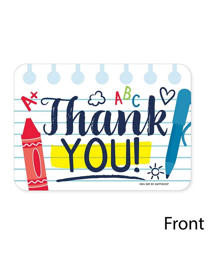 Big Dot of Happiness Back to School - First Day of School Shaped Thank ...